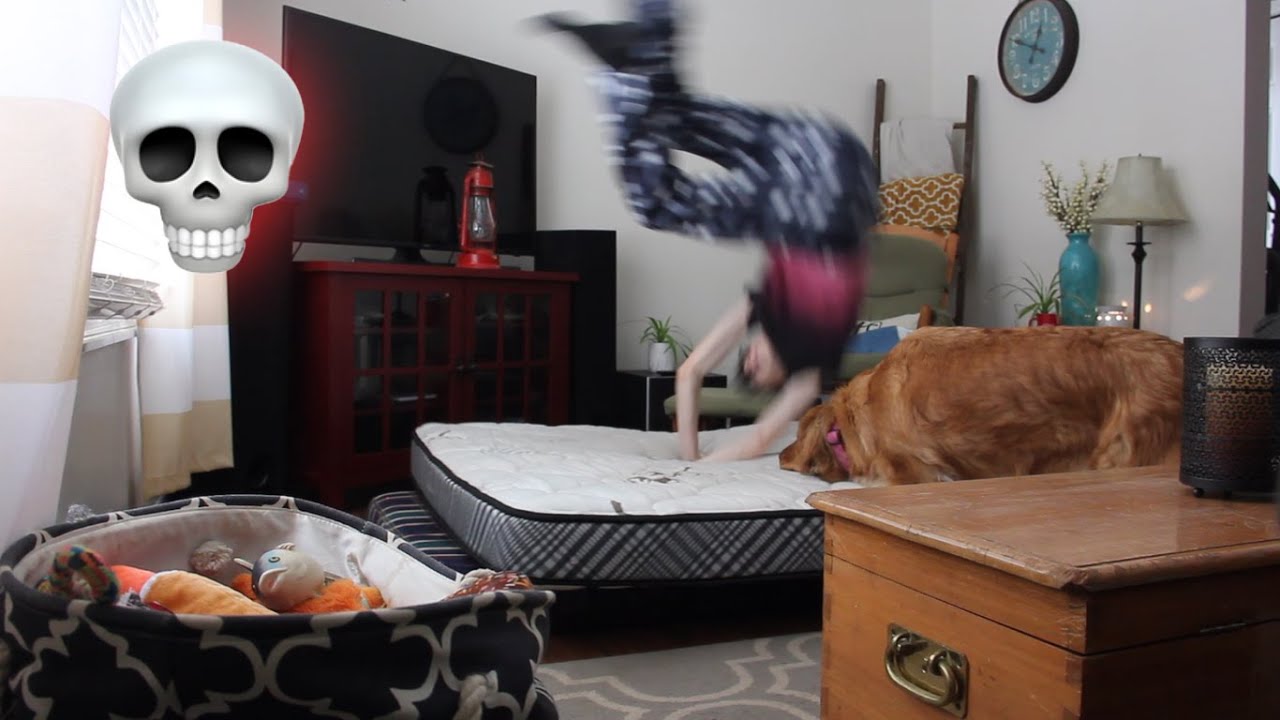 INDOOR MATTRESS FLIPPING!! *bad idea* - YouTube