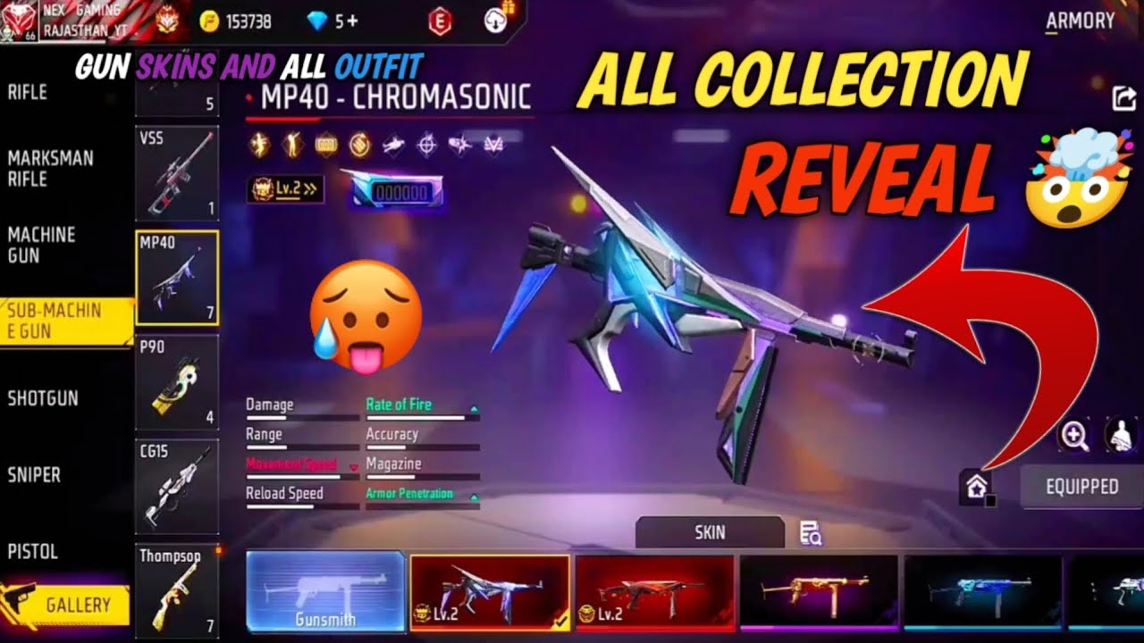 ALL COLLECTION REVEAL 🤯 ALL GUN SKINS AND OUTFIT 🦅🔥 || @FreeFireRussia ...