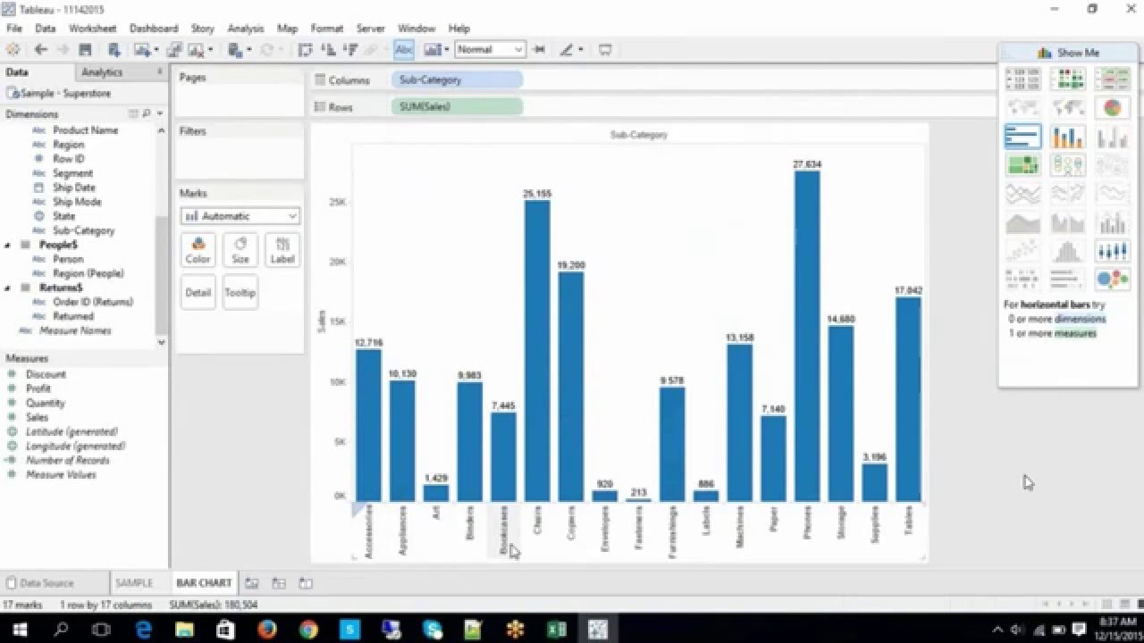 Bar Chart in Tableau - YouTube