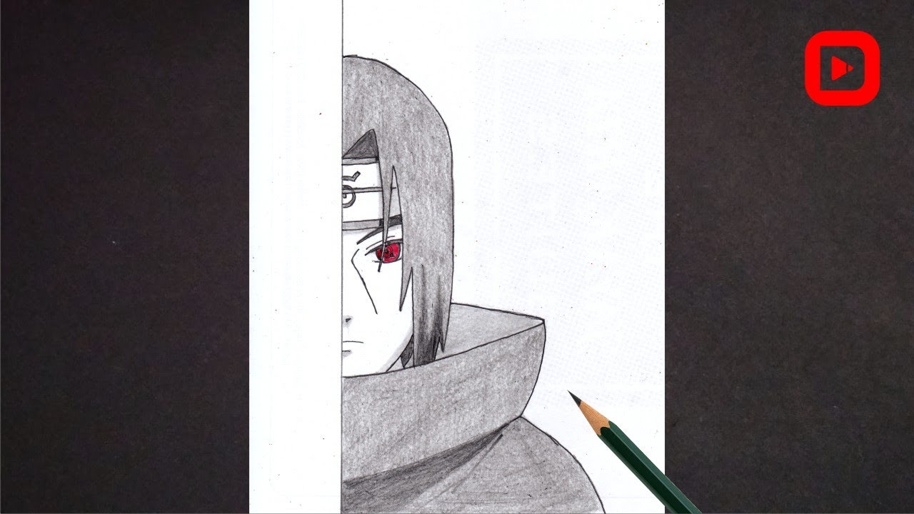 How to draw Itachi Half Face || Naruto Shippuden || Easy anime drawing ...