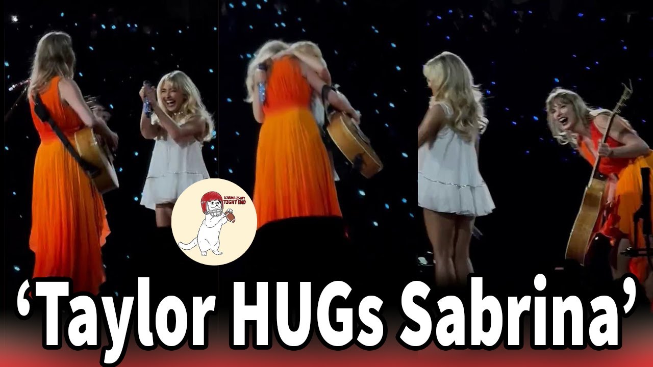 Taylor Swift Hugging Sabrina Carpenter after surprise songs at Eras ...