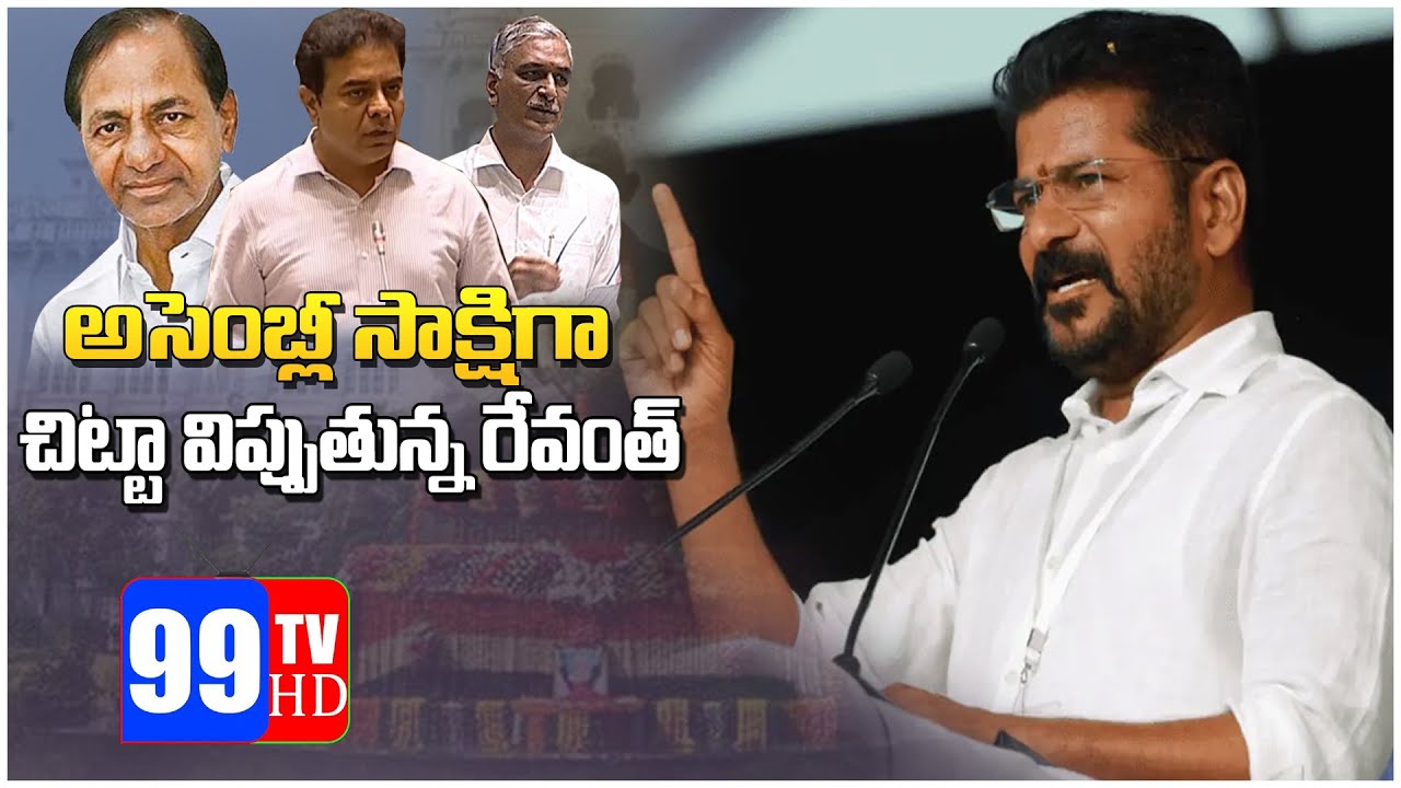 Telangana Assembly LIVE : Revanth Reddy Power point Presentation in ...