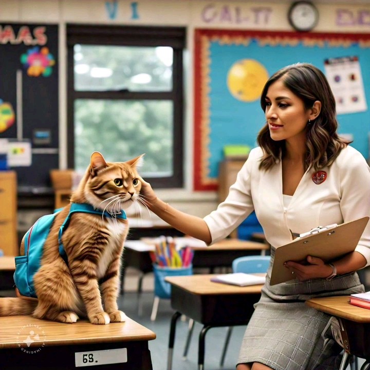 cats first day at school 😀😀🏫 #cat #whatsapp #shortfeed #school #teacher ...
