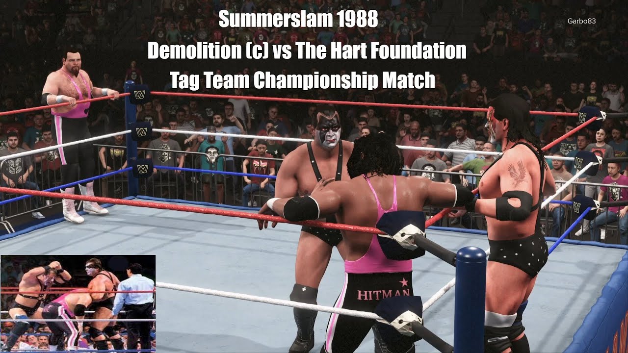 WWF Summerslam 1988 - Demolition (c) vs The Hart Foundation - YouTube