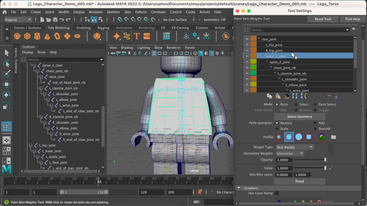 Simple Rigging of a Lego Character in Maya Pt. 3: Painting Weights (Basic Level) - YouTube