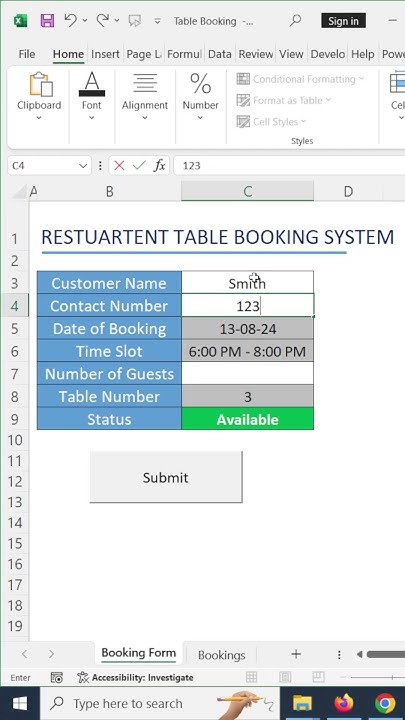 Lets Create Restuarent Table Booking System In Excel Simple Vba Macro Code Exceltips Youtube 