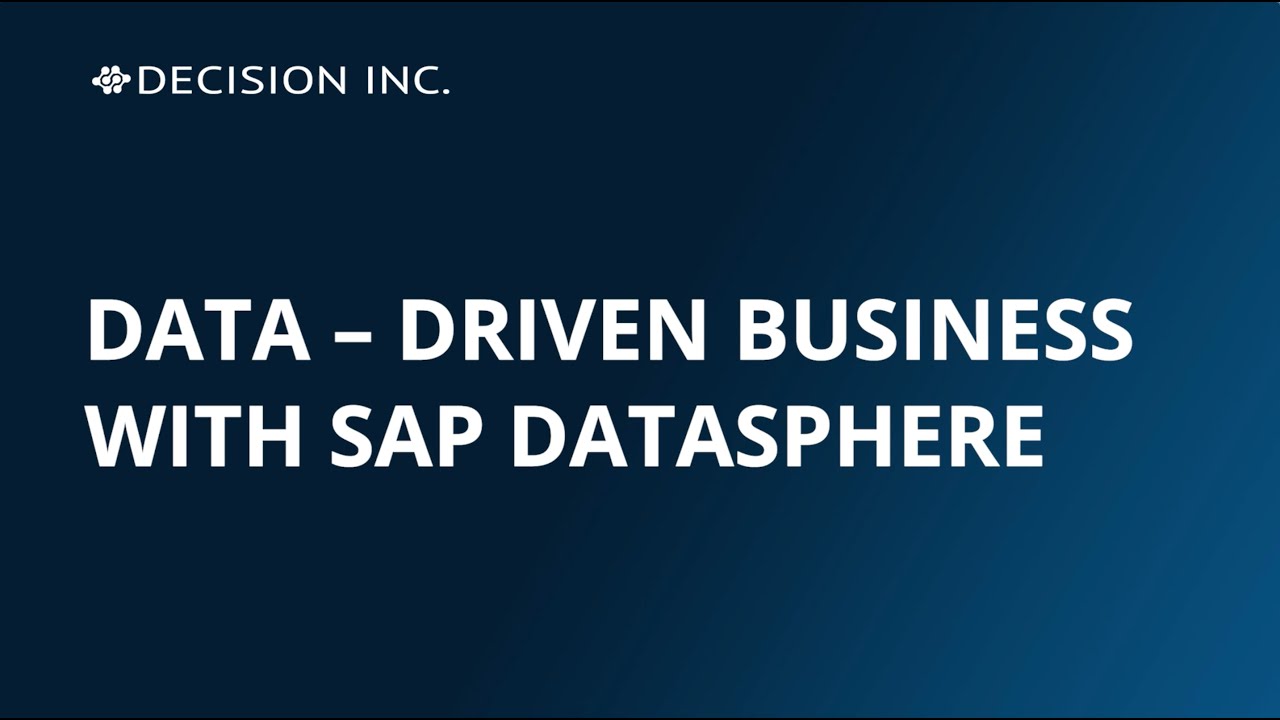 Case Study: Data Driven business with SAP Datasphere - YouTube