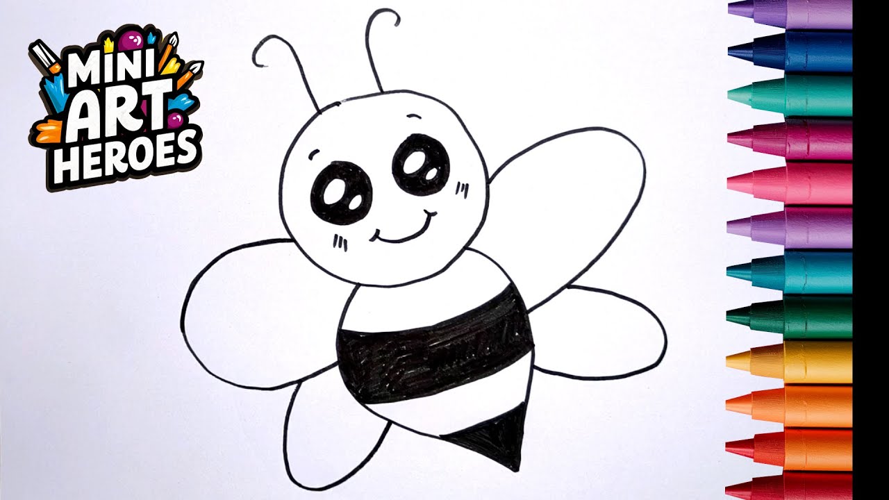How to Draw a Bee - Bee Drawings Easy | Mini Art Heroes - YouTube