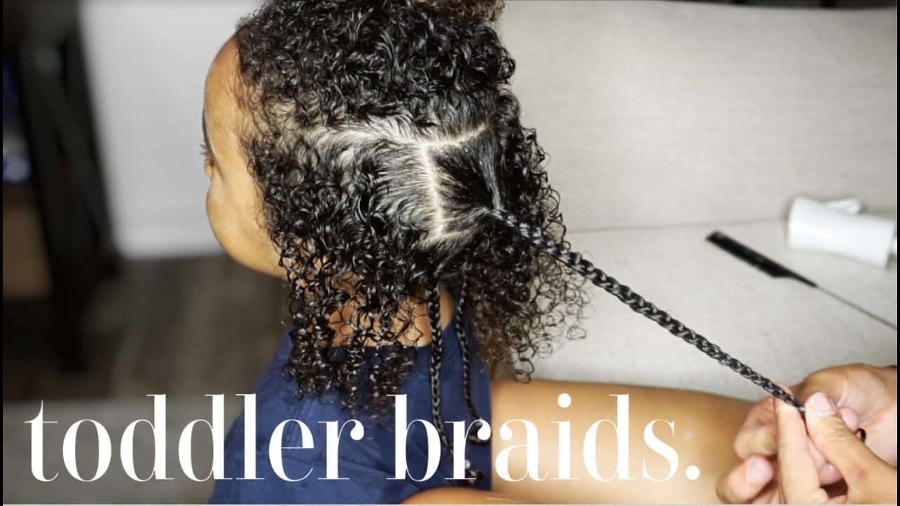 Braiding my 3 year old son's 3c hair | Toddler braids - YouTube