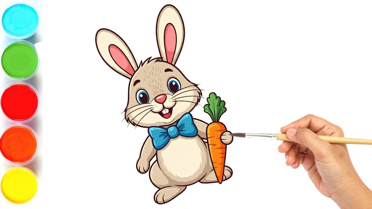 Cute Rabbit Drawing Painting & Coloring For kids and Toddlers _Ki ...