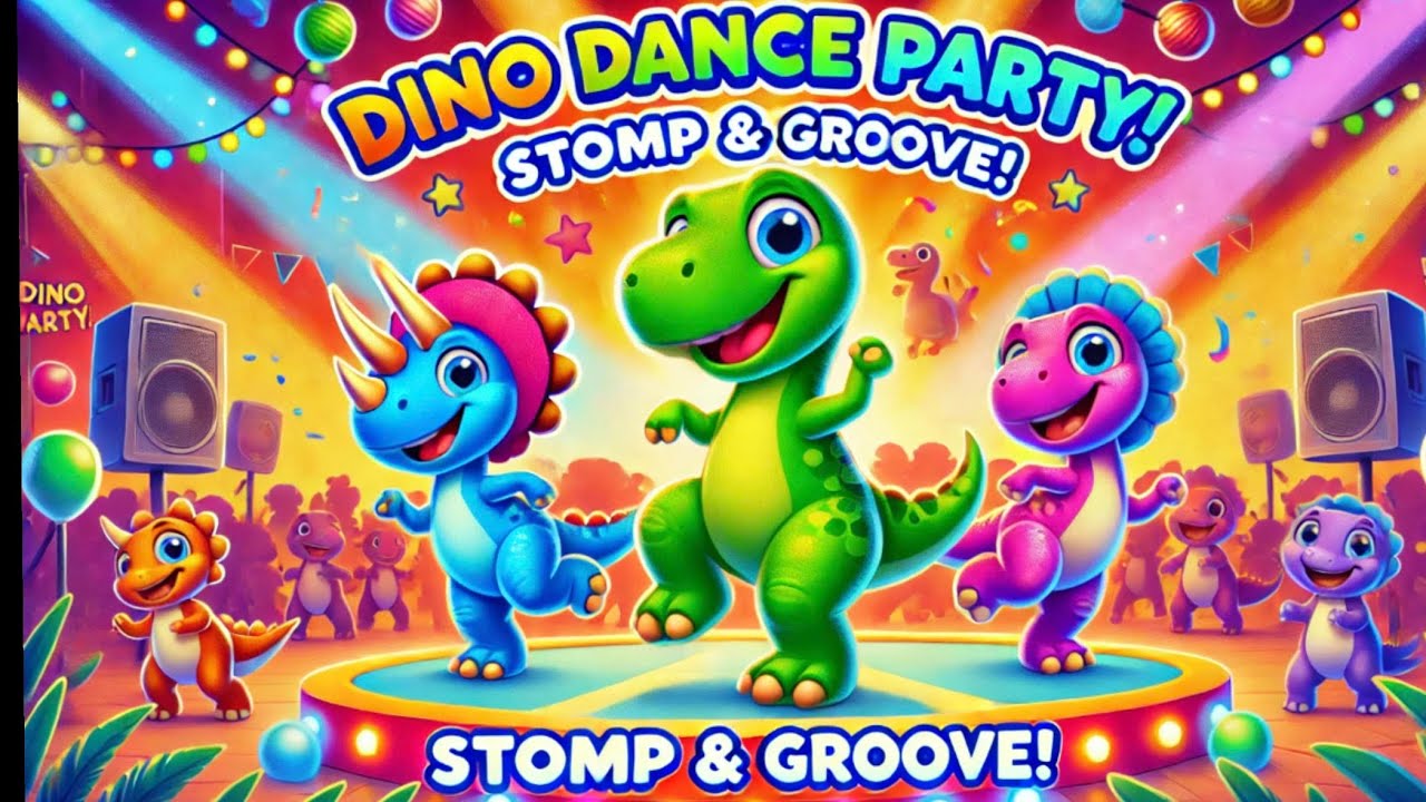 Dino Dance Party! | Fun Dinosaur Song for Kids | Stomp, Spin & Groove ...