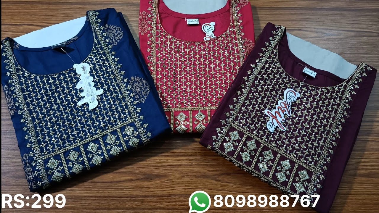 Beautiful side open kurtis @299 Reyon Fabric - YouTube