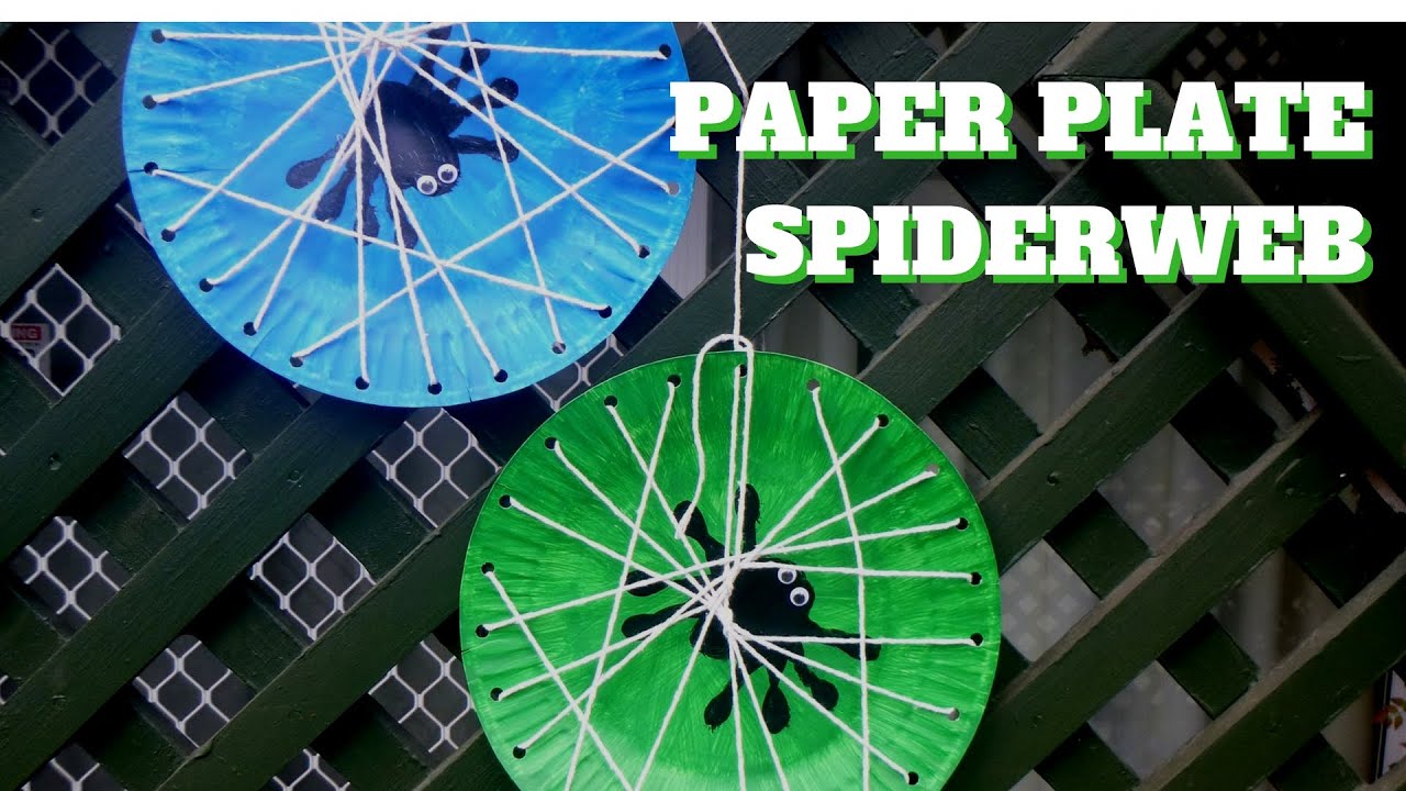 Halloween Craft - Paper Plate Spiderweb - Paper Plate Crafts - YouTube