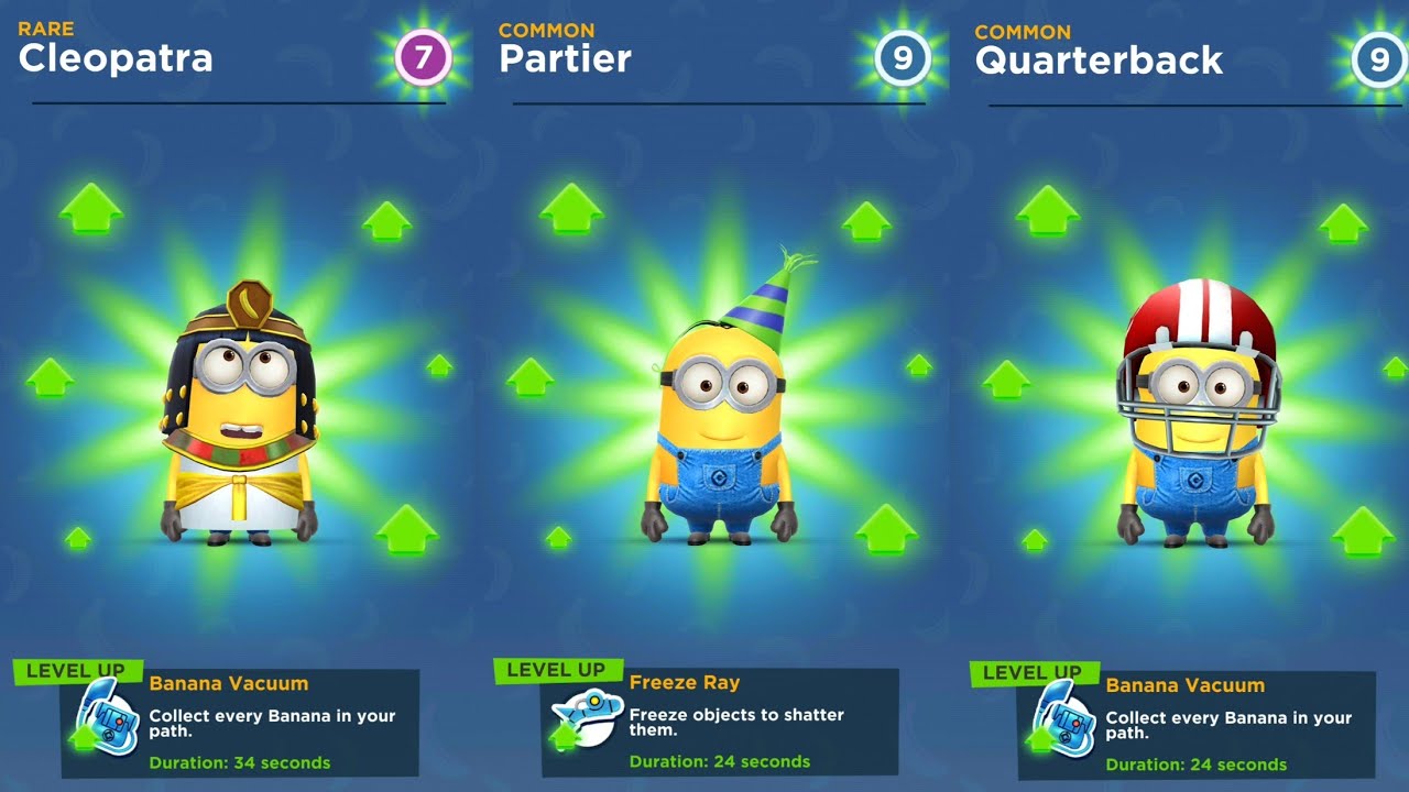 Minion Rush Upgrade All Minions Cleopatra and Partier and Quarterback ...