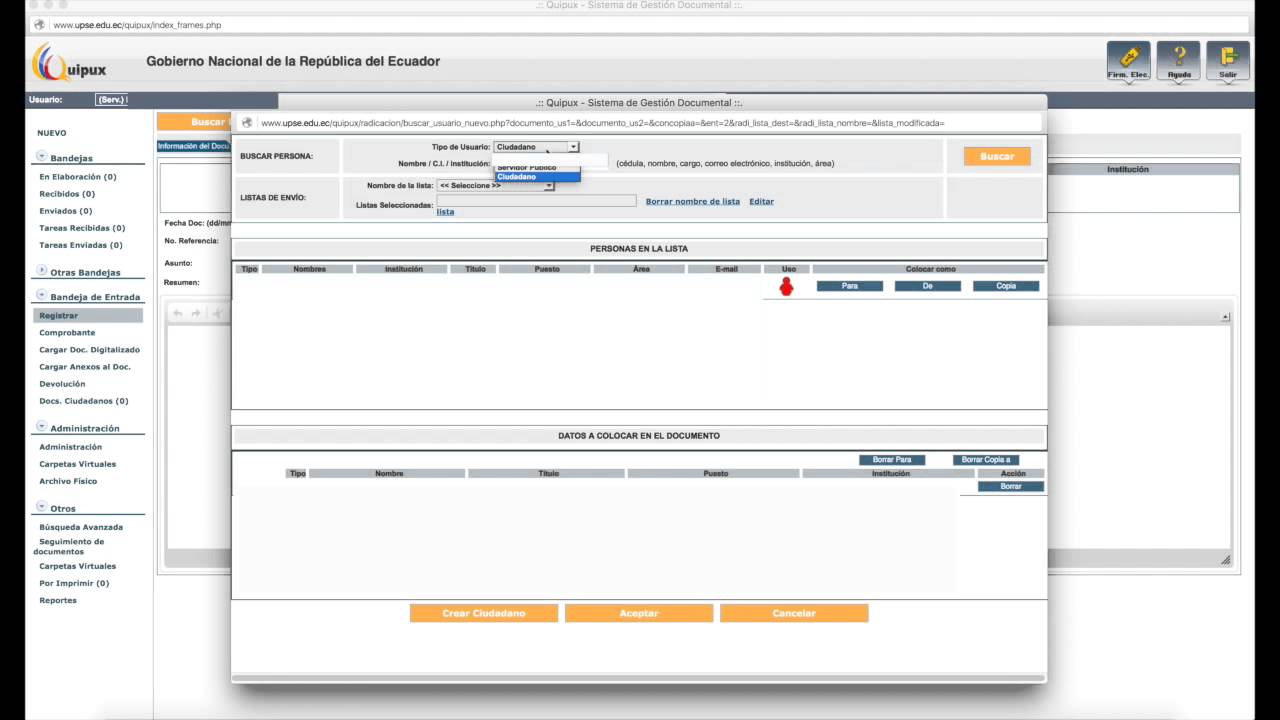 Registro y envío de documentos externos en Quipux - YouTube