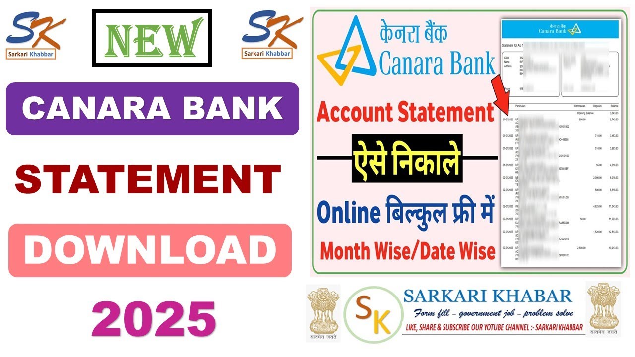 Canara Bank Statement 2025 | canara account statement kaise nikale ...
