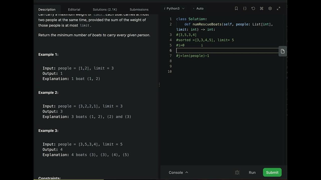 Leetcode 881boats To Save People Medium Python Youtube