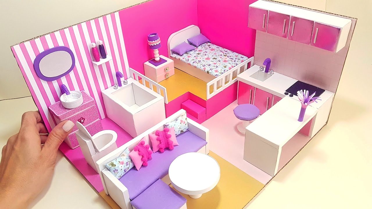 DIY Cardboard House #11 | Minyatür Karton Ev #11 |Yatak Odası , Mutfak ...