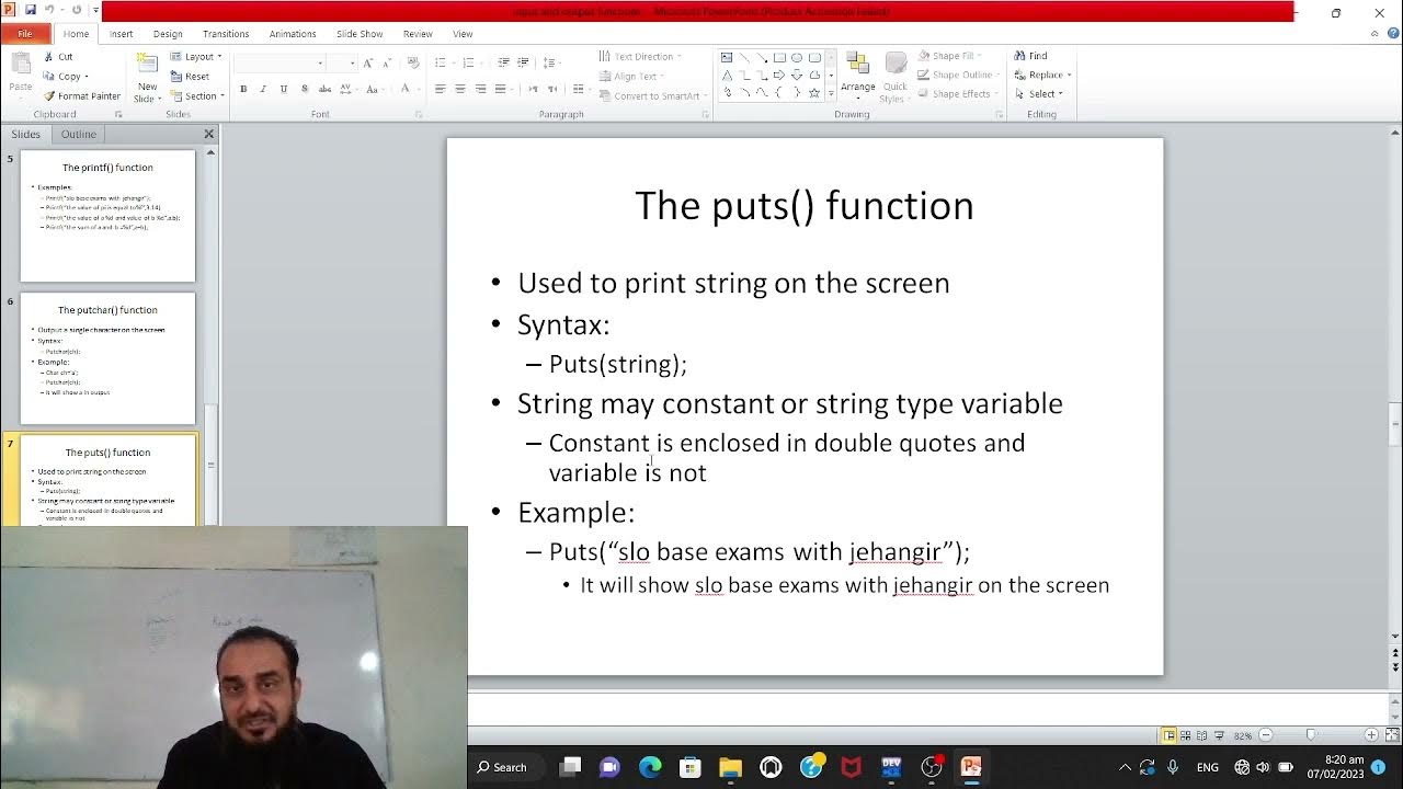 Inputoutput Function Printf Putchar Puts Scanf Getch Getche Getchar Gets In C Language