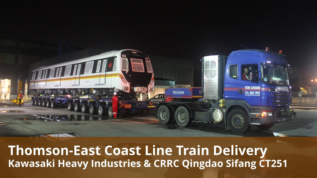 New MRT Train Delivery for the Thomson-East Coast Line at Mandai Depot ...