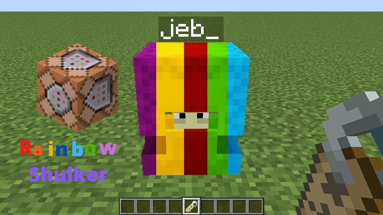Rainbow Shulker By naming jeb_ with command blocks - YouTube