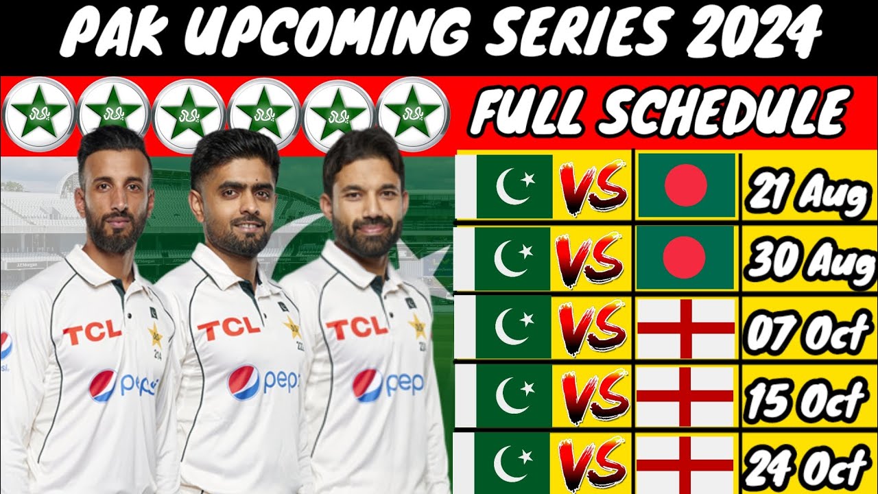 Pakistan upcoming home series full schedule 2024 - YouTube