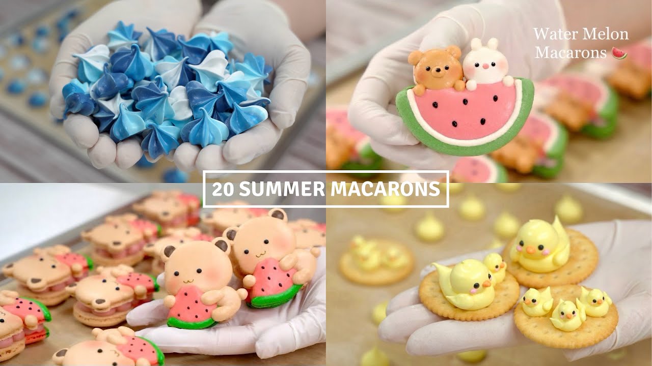 20 Kinds of Summer Vacation Macarons & Meringues I made - YouTube