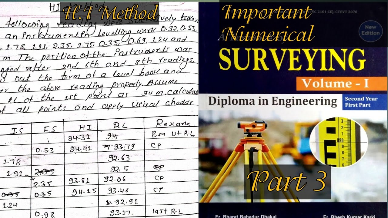 HI Method Numericals||Line of Collimation Numerica||3rd sem|Surveying I ...