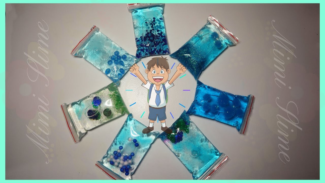 Making Super Satisfying BLUE Clear Slime With Bags | Mimi Slime - YouTube