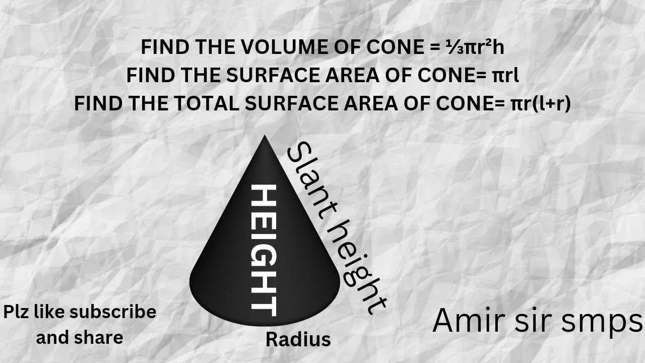 SURFACE AREA AND VOLUME || CONE | ALL FORMULAE AND SUMS - YouTube