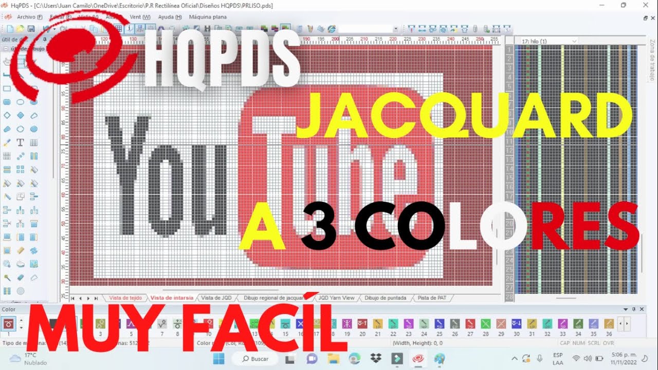 HQPDS Jacquard Knitting a 3 Colores, Paso a paso - YouTube