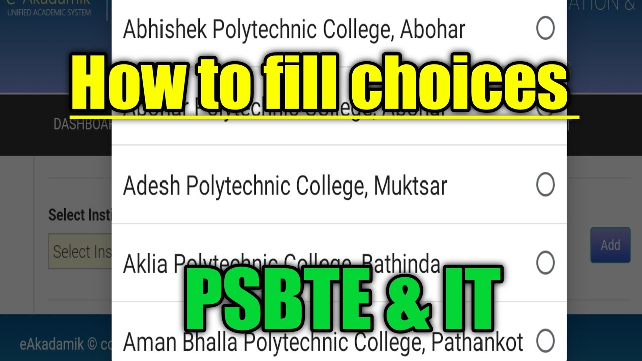 how to fill choices in application form PSBTE & IT|psbte choice filling process|diploma ...