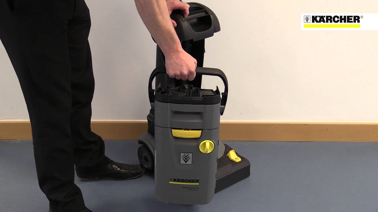 Karcher BR 30 4 C Small Area Compact Scrubber Drier - YouTube
