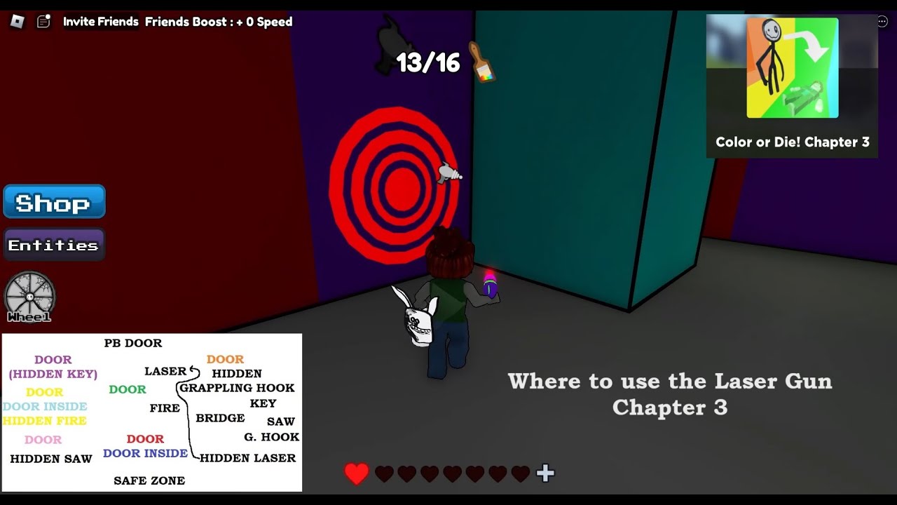Where to use the Laser Gun in Chapter 3 Color or Die Roblox + Hidden ...