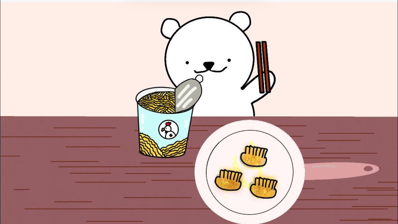 ASMR Animation Instant Noodles and Dumplings Gyoza - YouTube