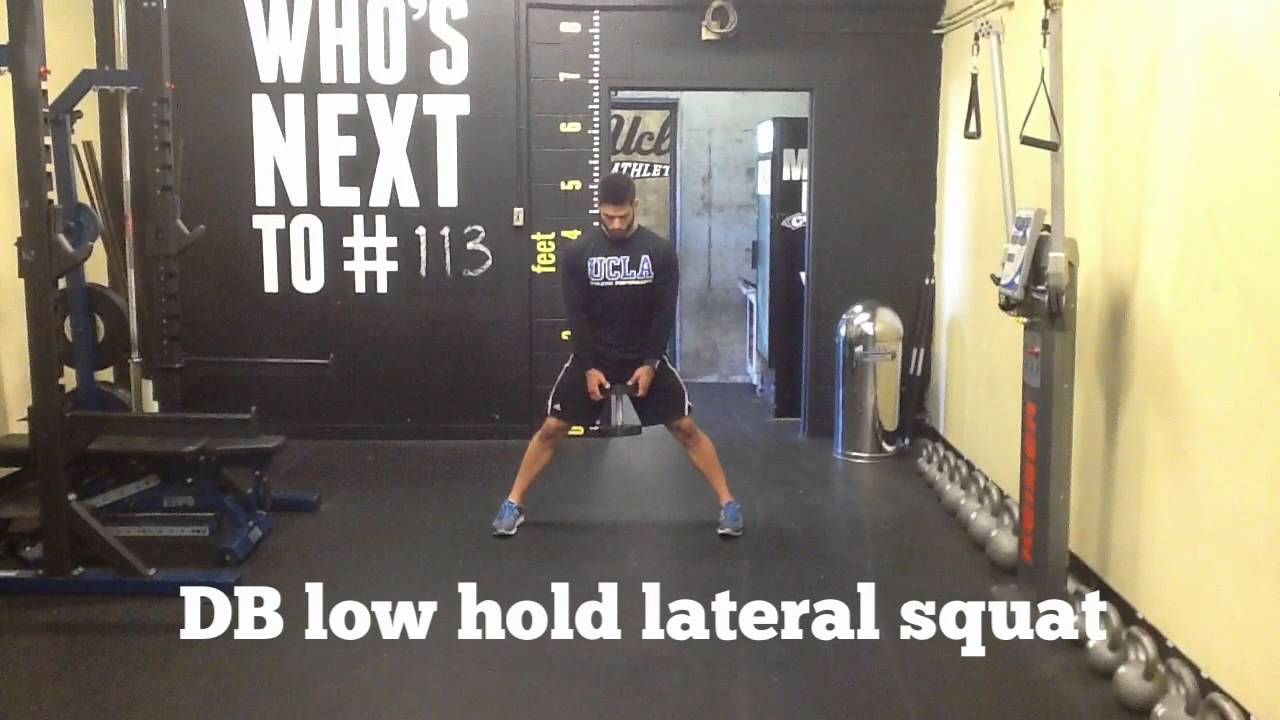 DB low hold lateral squat - YouTube