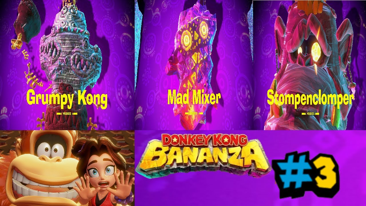 Grumpy Kong, Mad Mixer, and Stompenclomper!!!! Donkey Kong Banaza Gameplay Episode 3 - YouTube