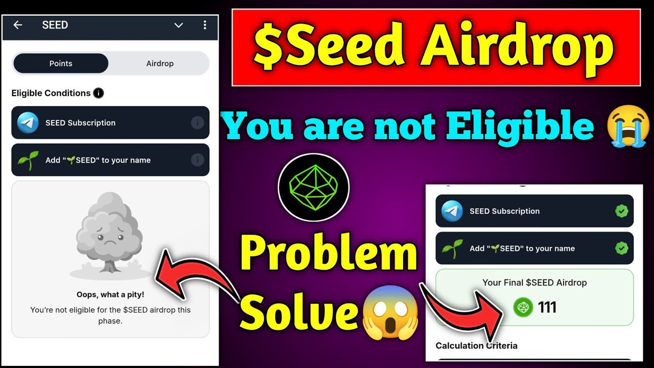 $Seed Airdrop You Are Not Eligible 😭|| Problem Solve 😱||Seed Airdrop Allocation Check # ...
