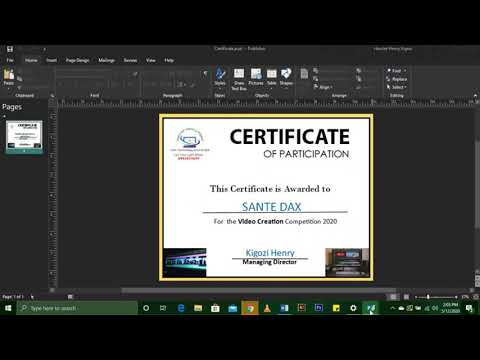 Designing A Simple Certificate Using Ms Publisher - YouTube