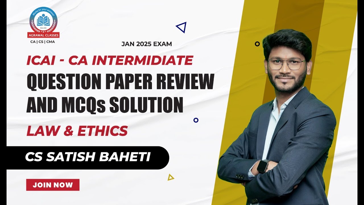 ICAI CA Inter | JAN 25 | Question Paper Review + MCQs Answers | LAW ...