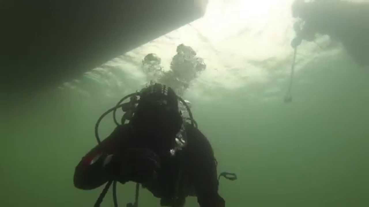 Commercial Diving Salmon Fish Farm barge inspection Scuba Diving GoPro ...