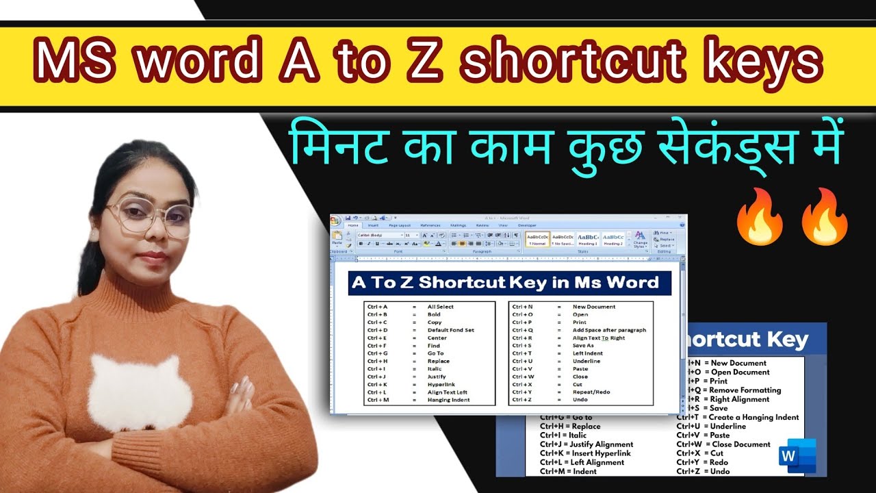 MS word Shortcut key A to Z || MS Word par all shortcut key kese nikale ...