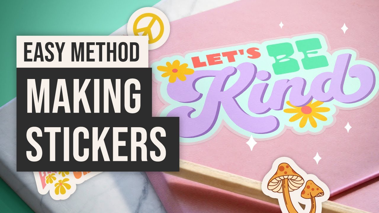 How To Make Simple Kiss Cut Stickers For Print On Demand - YouTube