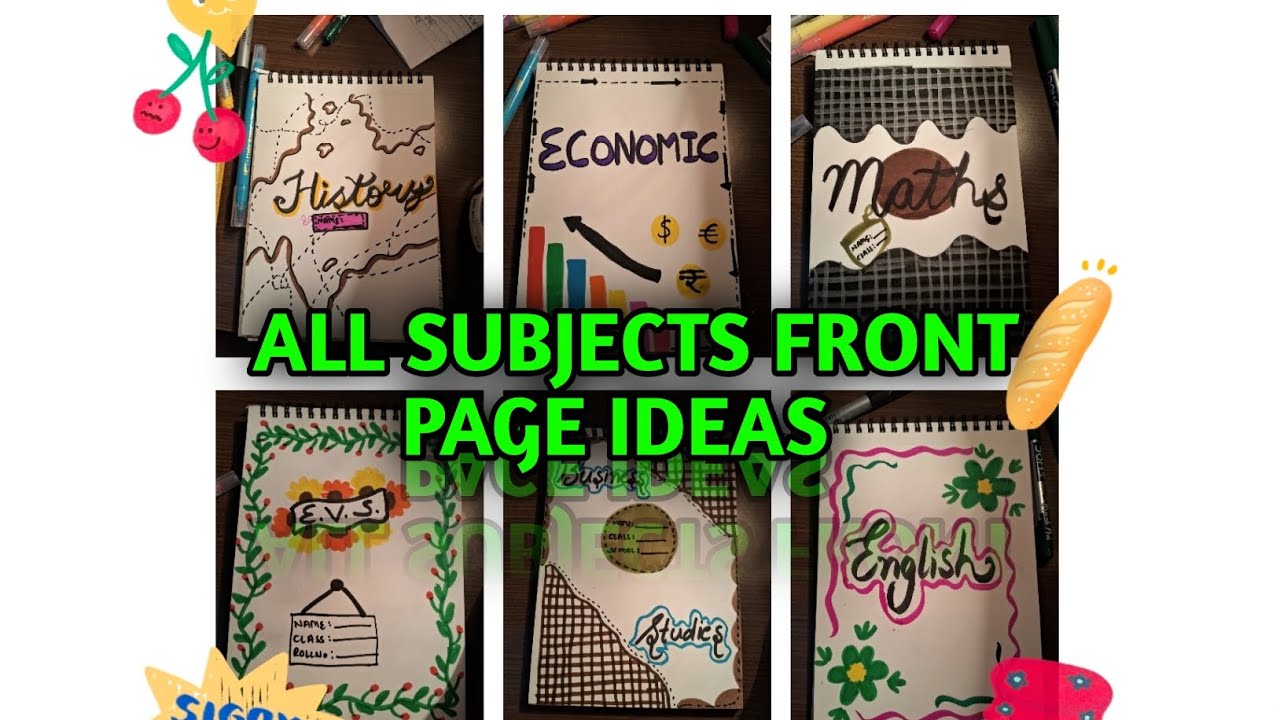 All subjects front page design for school projects | Notebook ...
