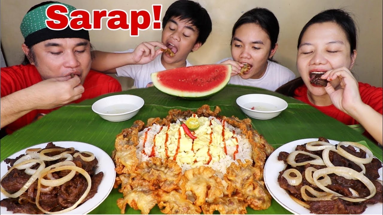 Bistik Tagalog,Bomb Fried Rice with scrambled egg and Chicharon ...