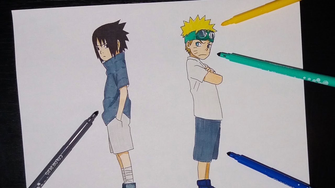 Sasuke Uchiha and Naruto Uzumaki Academy Days – Speed Drawing - YouTube