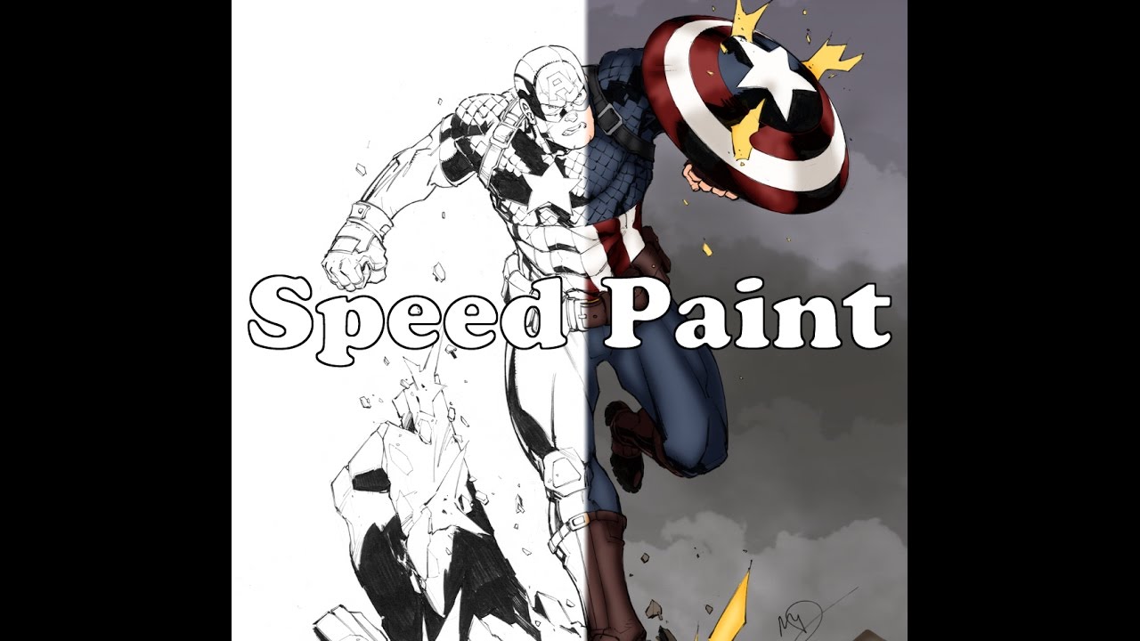 Captain America In Battle Marvel Comics Speed Paint - YouTube