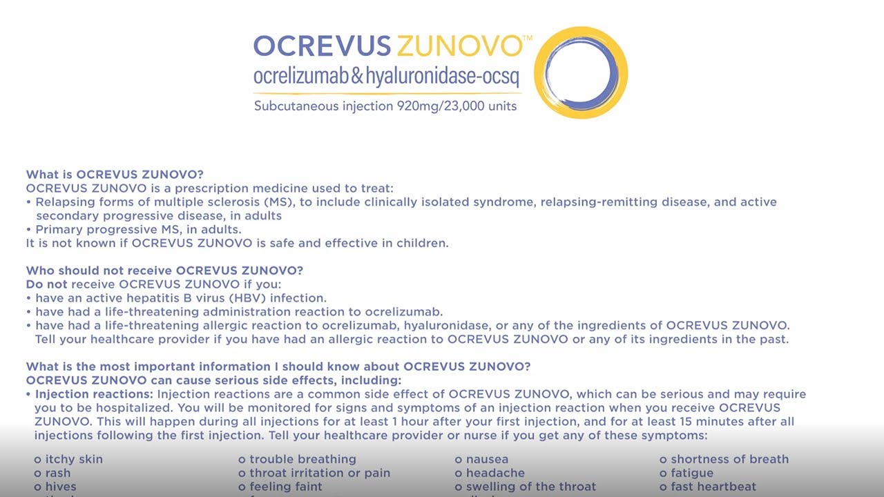 OCREVUS ZUNOVO Indications & Important Safety Information - YouTube
