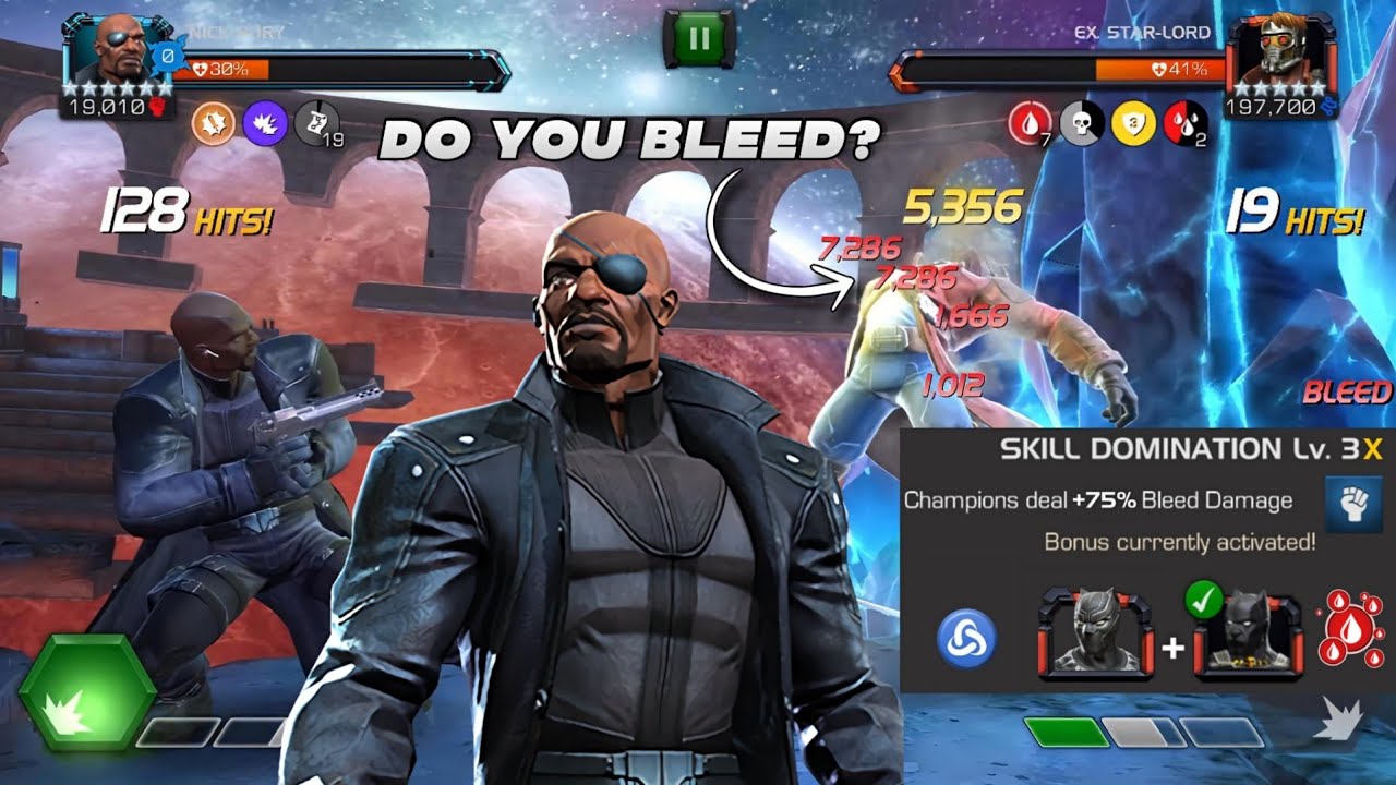 Rank 3 Nick Fury With 75% BONUS Bleed damage + Max Deep Wounds ...