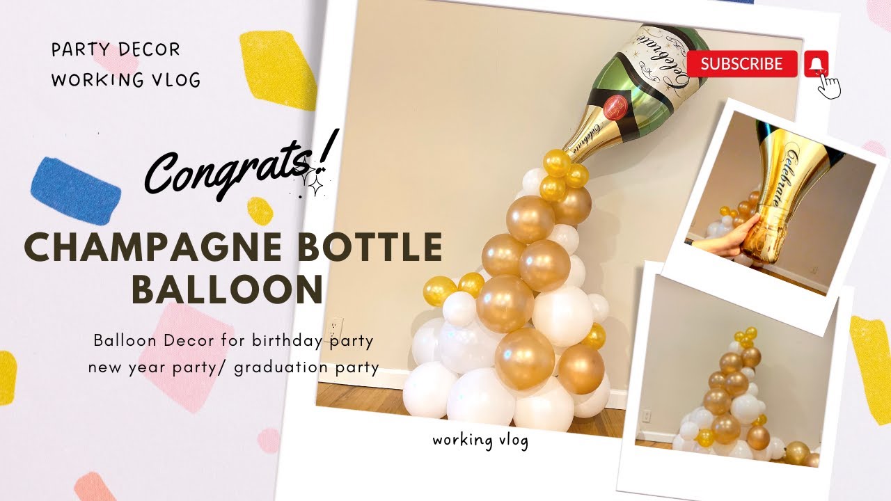 DIY champagne Balloons, New Year Party Balloon Decor Idea NY, Balloon ...